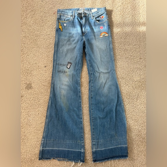 Free People | Jeans | Free People Wrangler Patched Flare Jeans | Poshmark